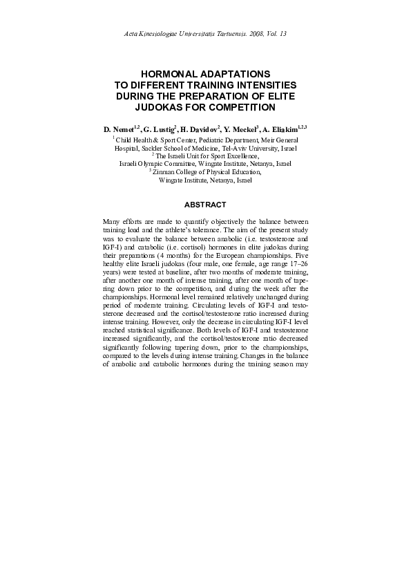 (PDF) Hormonal adaptations to different training intensities during the ...
