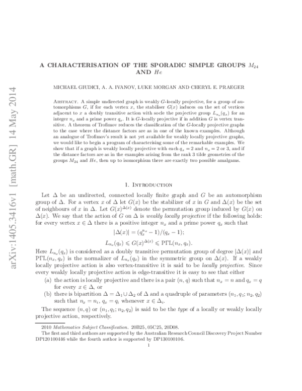 (PDF) A characterisation of the sporadic simple groups $ M_ {24} $ and ...