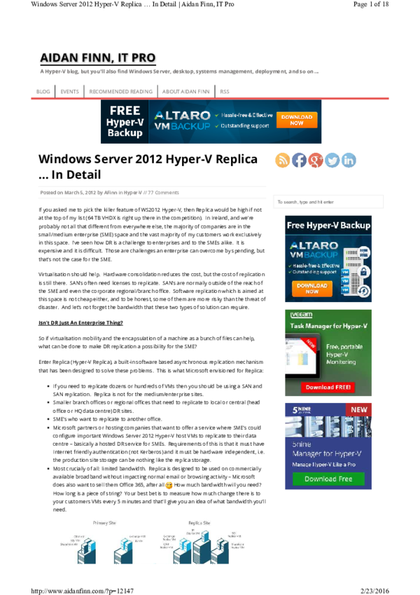 (PDF) Windows Server 2012 Hyper-V Replica … In Detail