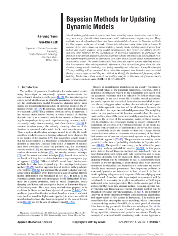 (PDF) Bayesian Methods for Updating Dynamic Models