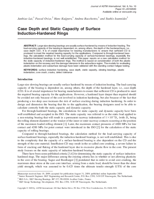 (PDF) Case Depth and Static Capacity of Surface Induction-Hardened Rings