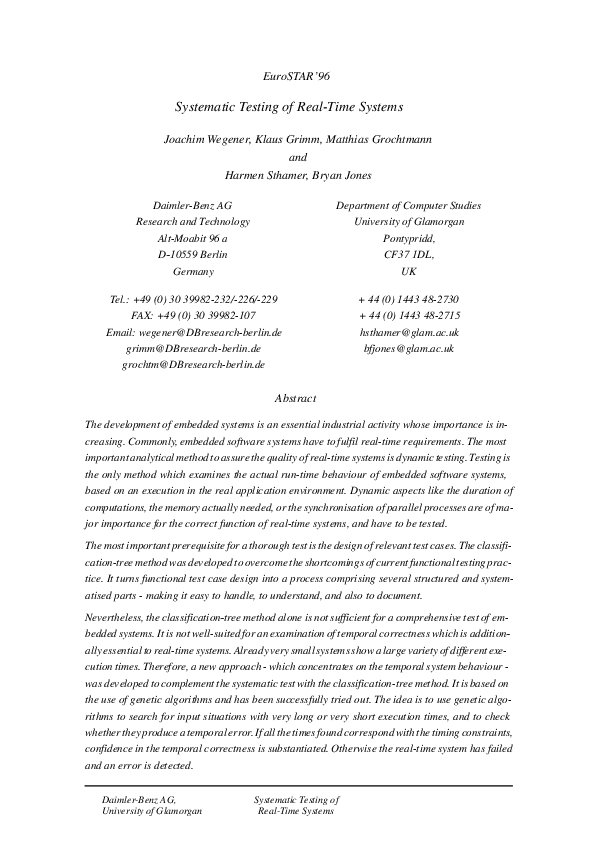 (PDF) Systematic testing of real-time systems