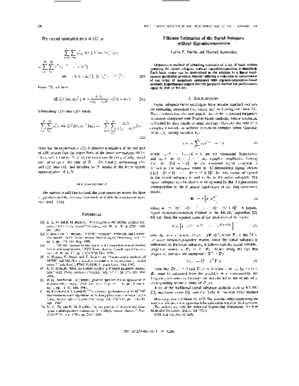 (PDF) Efficient estimation of the signal subspace without eigendecomposition