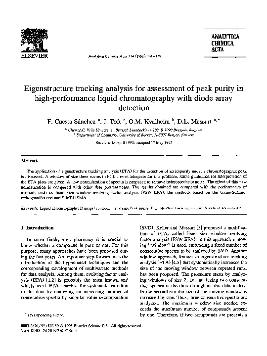 (PDF) Eigenstructure tracking analysis for assessment of peak purity in high-performance liquid ...