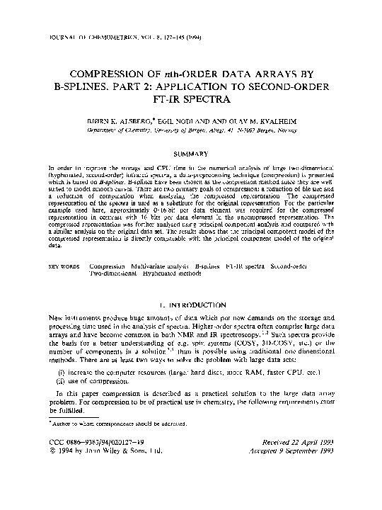 (PDF) Compression ofnth-order data arrays by B-splines. Part 2 ...
