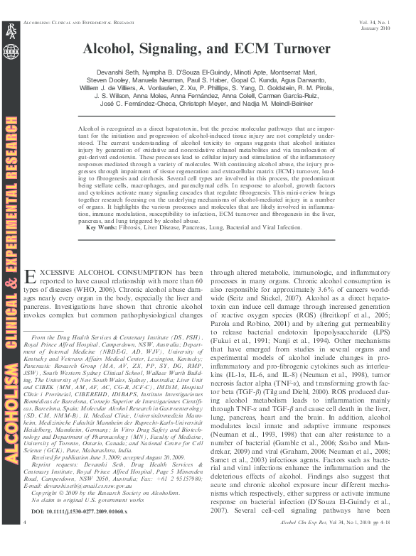 (PDF) Alcohol, Signaling, and ECM Turnover