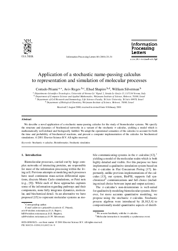 (PDF) Application of a stochastic name-passing calculus to ...