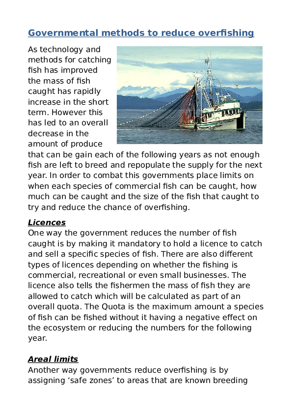 (DOC) Governmental methods to reduce overfishing