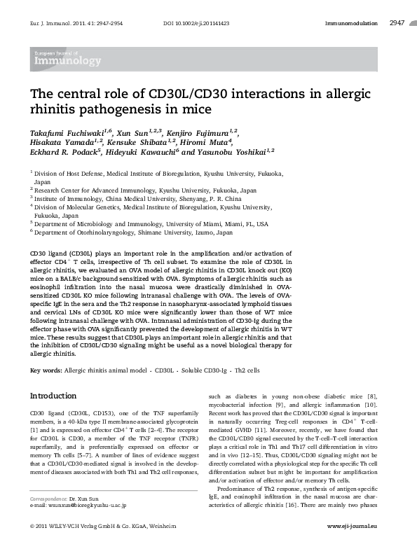 (PDF) The central role of CD30L/CD30 interactions in allergic rhinitis ...