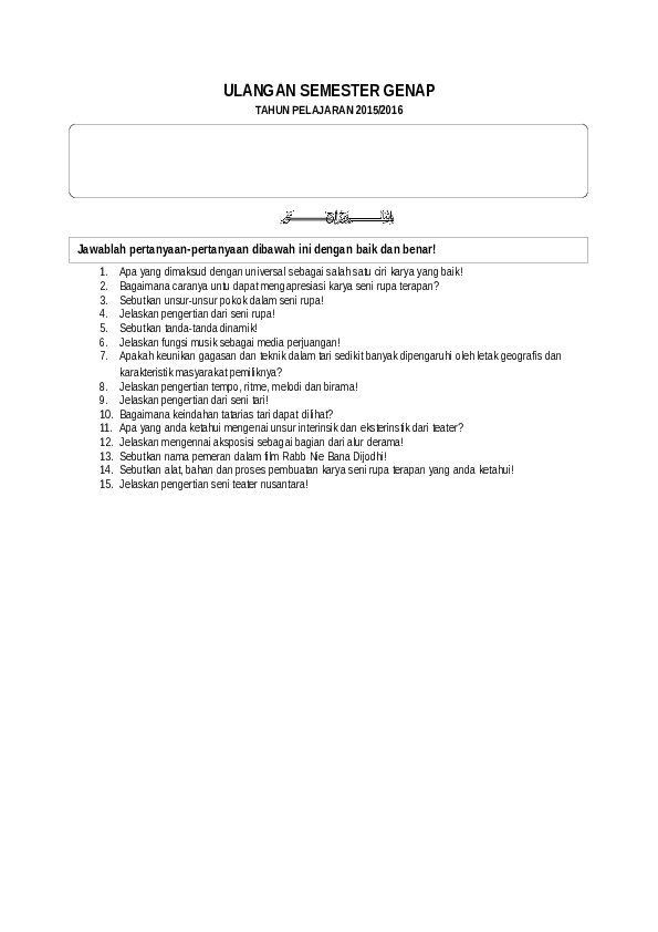 (DOC) ULANGAN SEMESTER GENAP | Ahmad R. Aziz - Academia.edu