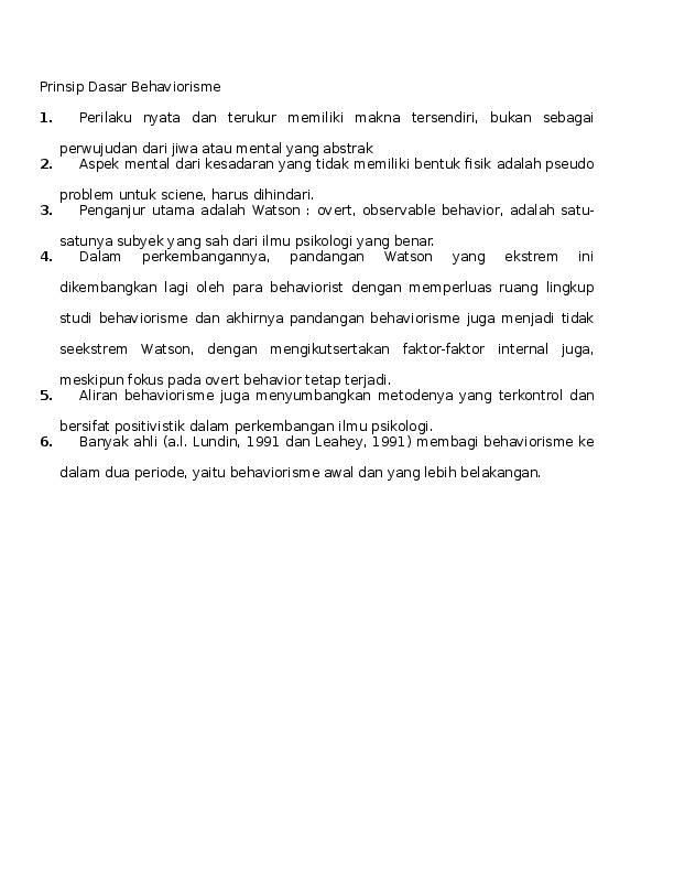 (DOC) Prinsip Dasar Behaviorisme