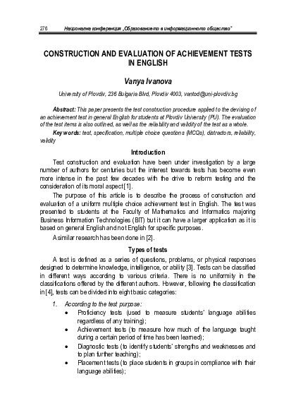 (PDF) Construction and Evaluation of Achievement Tests in English ...