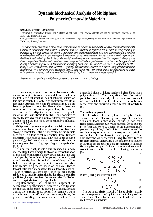 (PDF) Dynamic Mechanical Analysis of Multiphase Polymeric Composite Materials