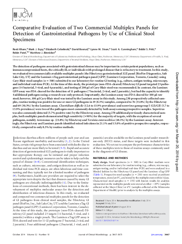 (PDF) Comparative evaluation of two commercial multiplex panels for ...