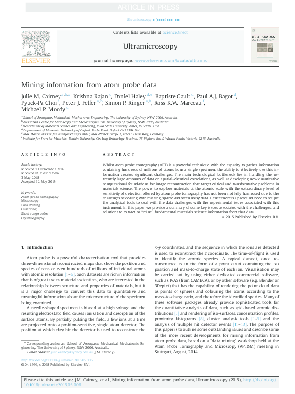 (PDF) Mining information from atom probe data