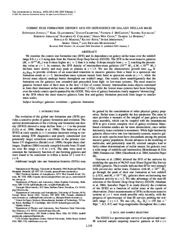 (PDF) Cosmic Star Formation History and Its Dependence on Galaxy ...