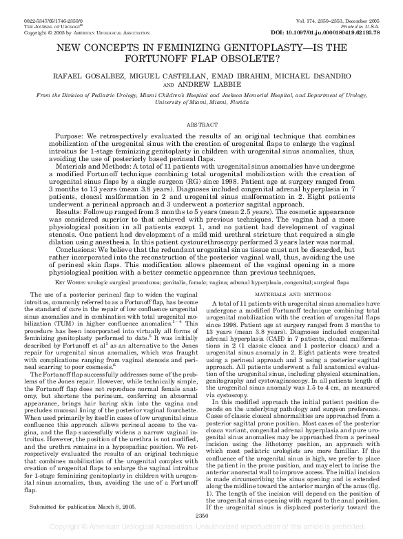 (PDF) NEW CONCEPTS IN FEMINIZING GENITOPLASTY—IS THE FORTUNOFF FLAP ...