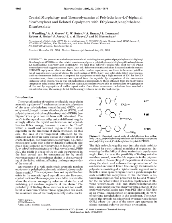 (PDF) Crystal Morphology and Thermodynamics of Poly(ethylene-4,4‘-biphenyl dicarboxylate) and ...