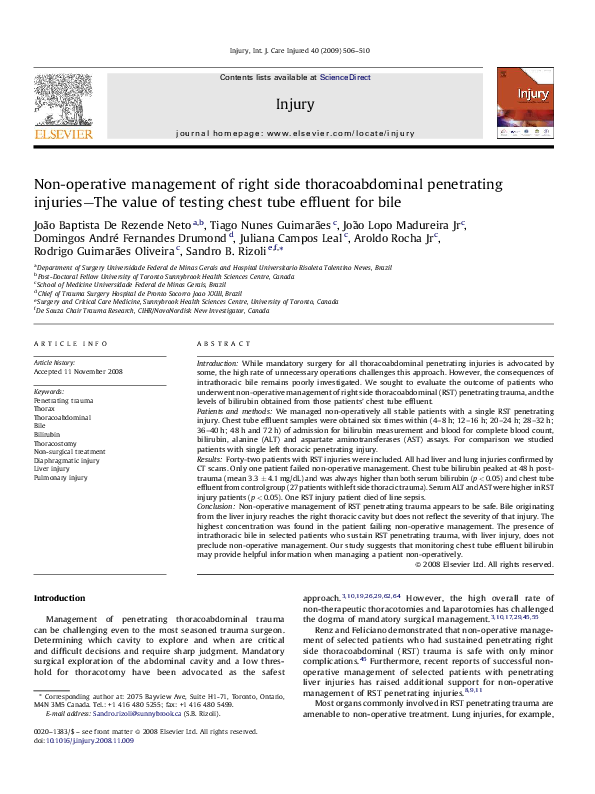 (PDF) Non-operative management of right side thoracoabdominal ...