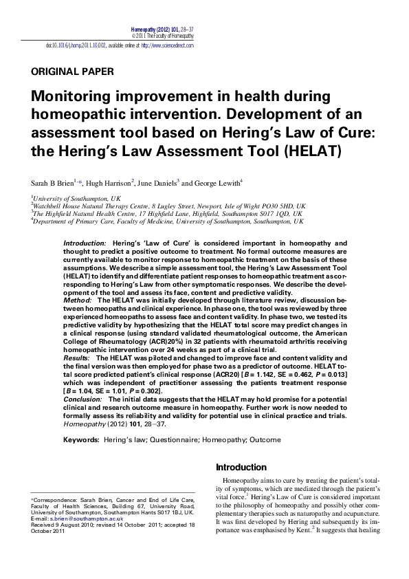 (PDF) Monitoring improvement in health during homeopathic intervention ...