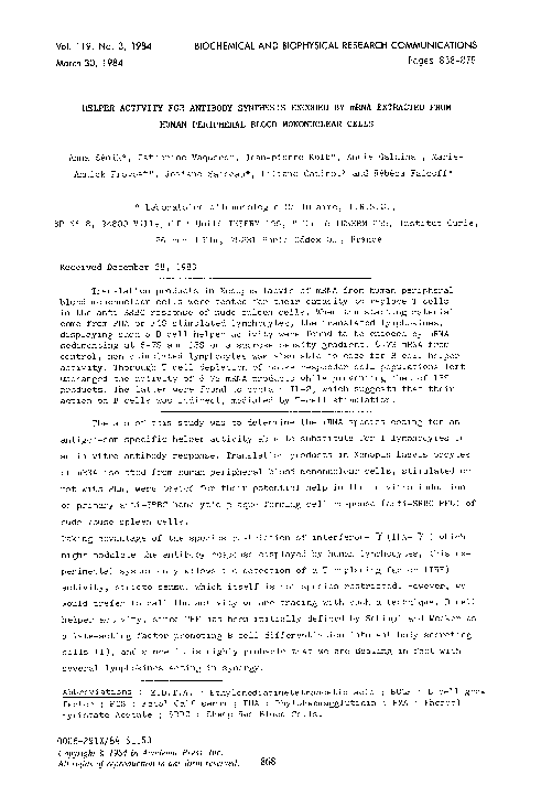 (PDF) Helper activity for antibody synthesis encoded by mRNA extracted ...