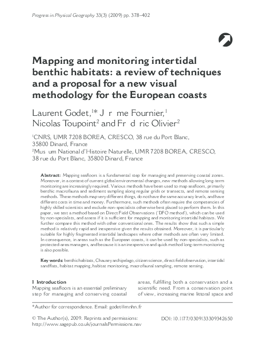 (PDF) Mapping and monitoring intertidal benthic habitats: a review of techniques and a proposal ...