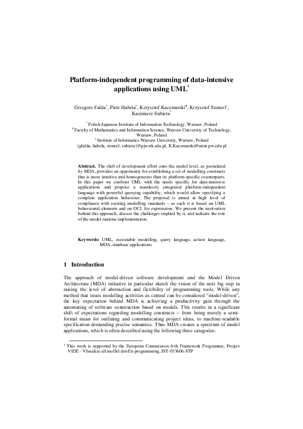 Pdf Platform Independent Programming Of Data Intensive Applications