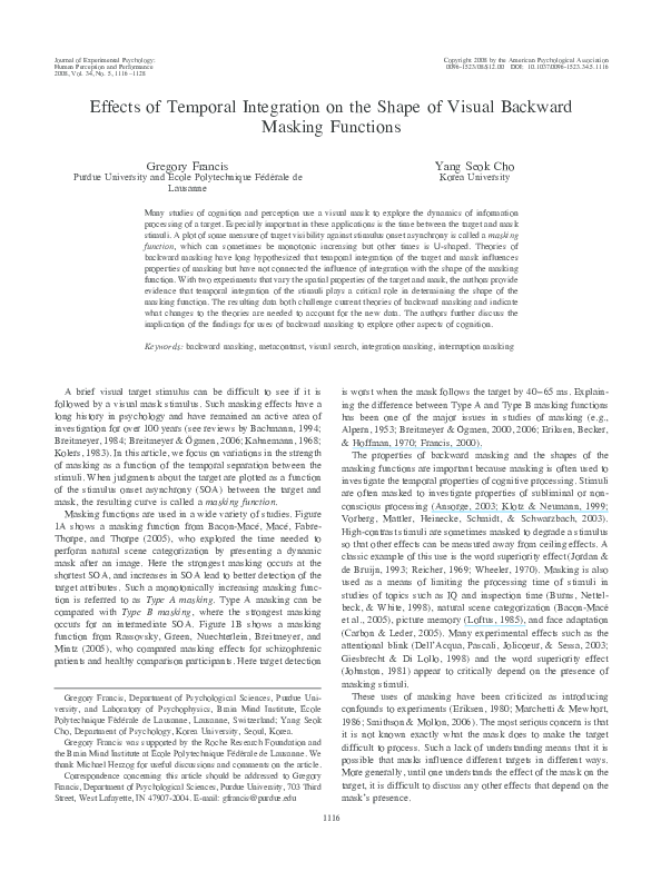 (PDF) Effects of temporal integration on the shape of visual backward ...