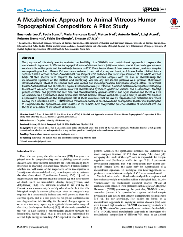 (PDF) A metabolomic approach to animal vitreous humor topographical ...