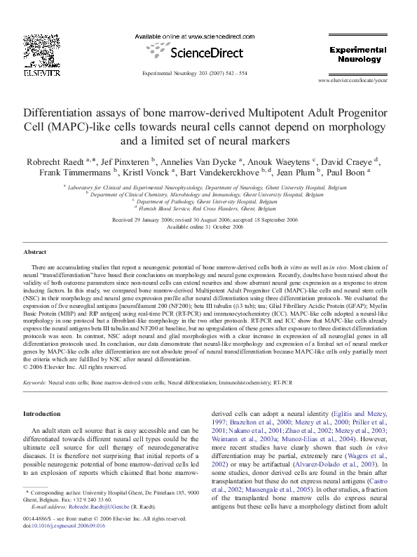 (PDF) Differentiation assays of bone marrow-derived Multipotent Adult ...