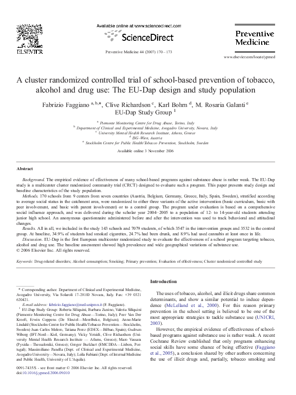 Pdf Rationale Design And Conduct Of A School Based Anti Smoking