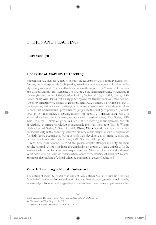 (PDF) Ethics and Teaching