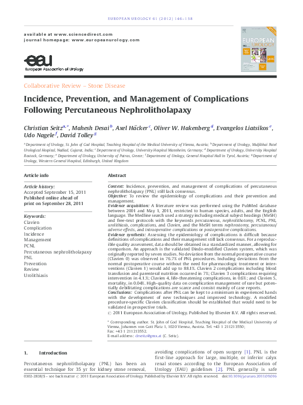 (PDF) Incidence, Prevention, and Management of Complications Following ...