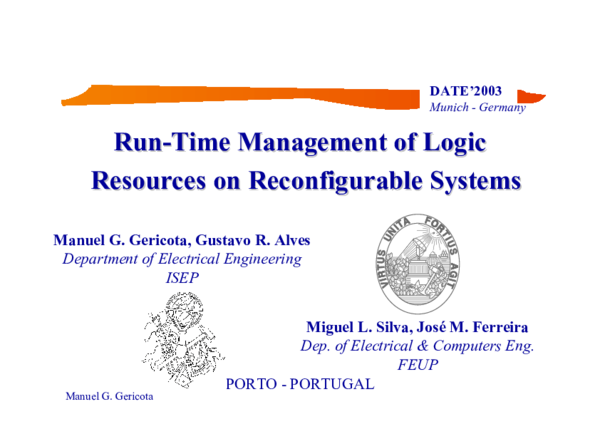 (PDF) Run-time management of logic resources on reconfigurable systems