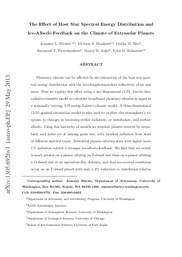 (PDF) The Effect of Host Star Spectral Energy Distribution and Ice ...