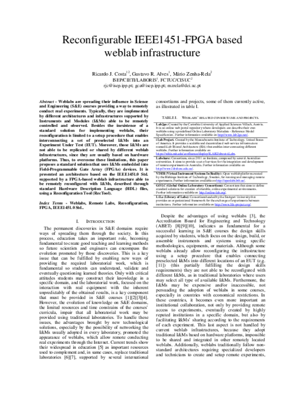 (PDF) Reconfigurable IEEE1451-FPGA based weblab infrastructure