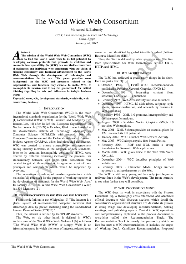 (PDF) World Wide Web Consortium