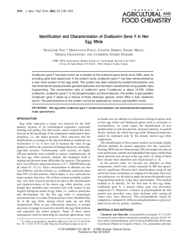 (PDF) Identification and Characterization of Ovalbumin Gene Y in Hen ...