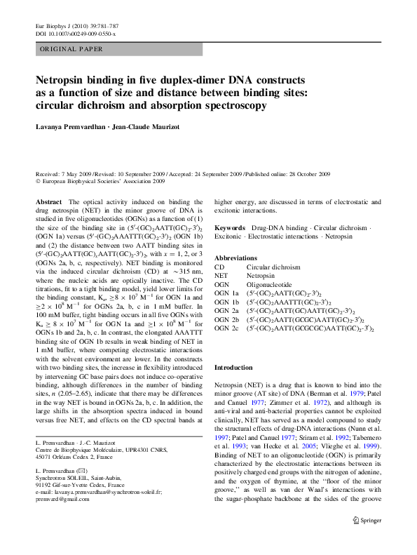 (PDF) Netropsin binding in five duplex-dimer DNA constructs as a ...