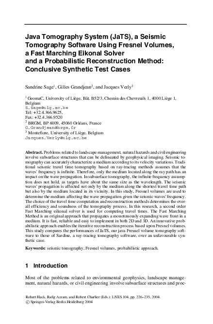 (PDF) Java Tomography System (JaTS), a Seismic Tomography Software ...