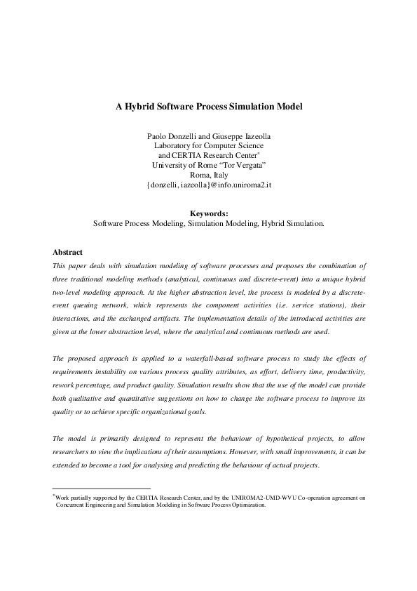A hybrid software process simulation model