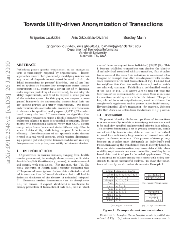 (PDF) COAT: COnstraint-based anonymization of transactions
