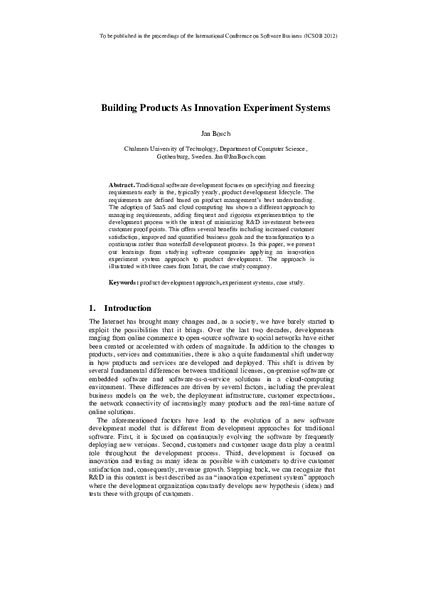 (PDF) Building Products as Innovation Experiment Systems