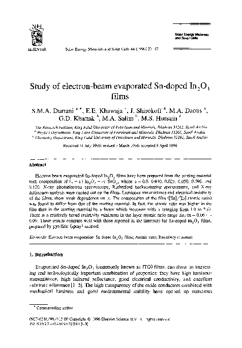 (PDF) Study of electron-beam evaporated Sn-doped In2O3 films