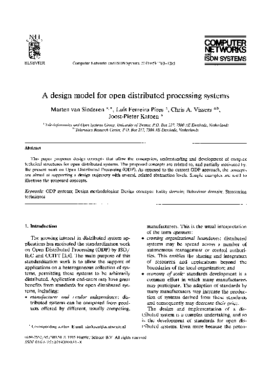 (PDF) A design model for open distributed processing systems