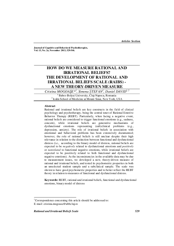 (PDF) How do we measure rational and irrational beliefs? The ...