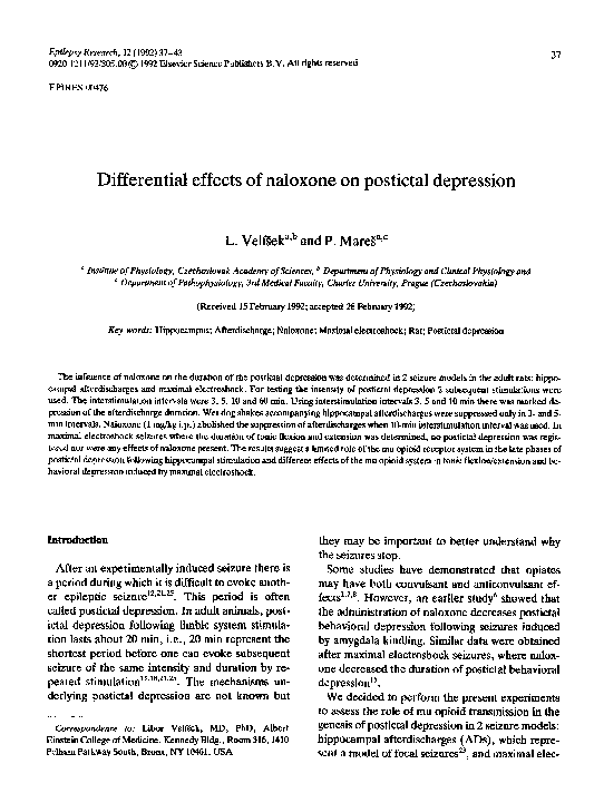 (PDF) Differential effects of naloxone on postictal depression