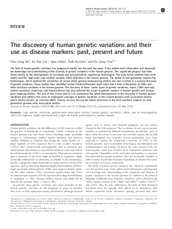 (PDF) The discovery of human genetic variations and their use as ...
