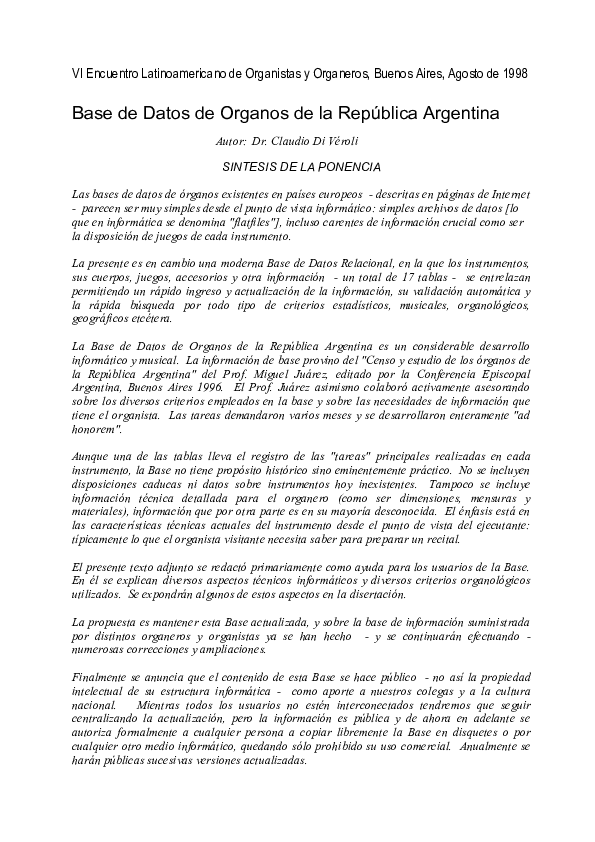 (PDF) Base de Datos de Organos de la República Argentina (Database of ...
