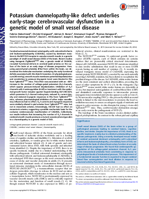 (PDF) Potassium channelopathy-like defect underlies early-stage ...